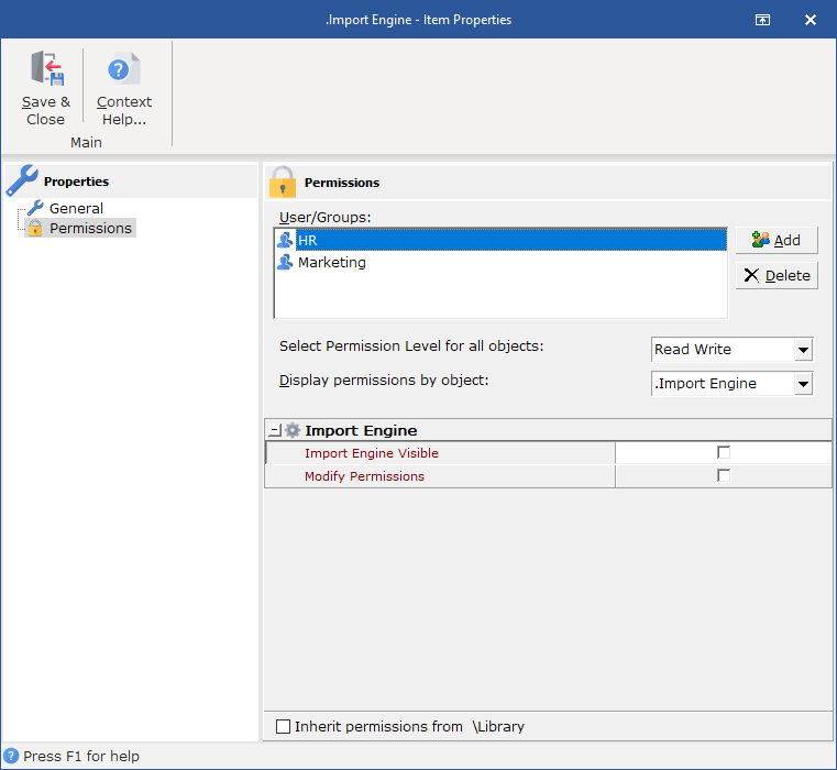 Import Engine Properties